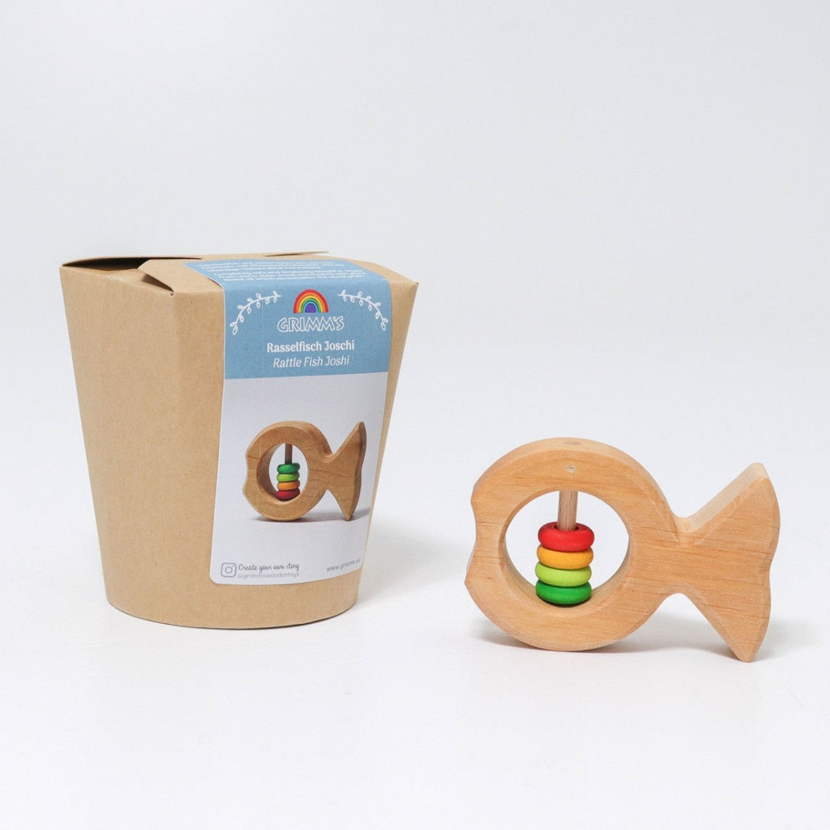 Grimm's Wooden Baby Toy Grasping Rattle - Fish Joschi - Australia ...