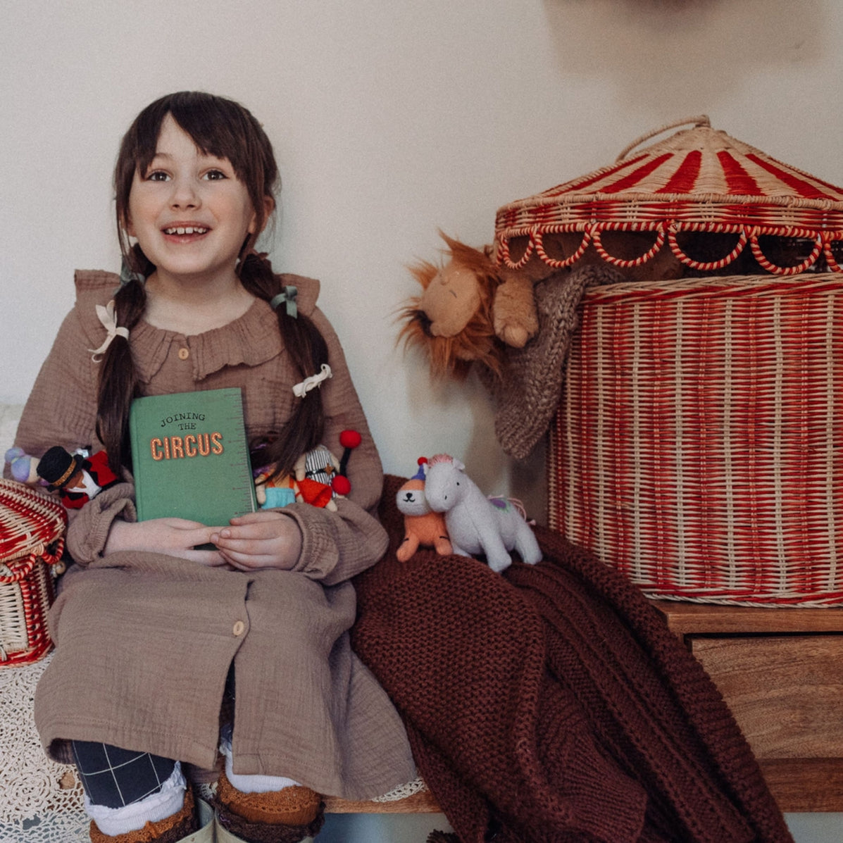 Circus Tent Basket - Red & Straw in Australia — Oskar's Wooden Ark