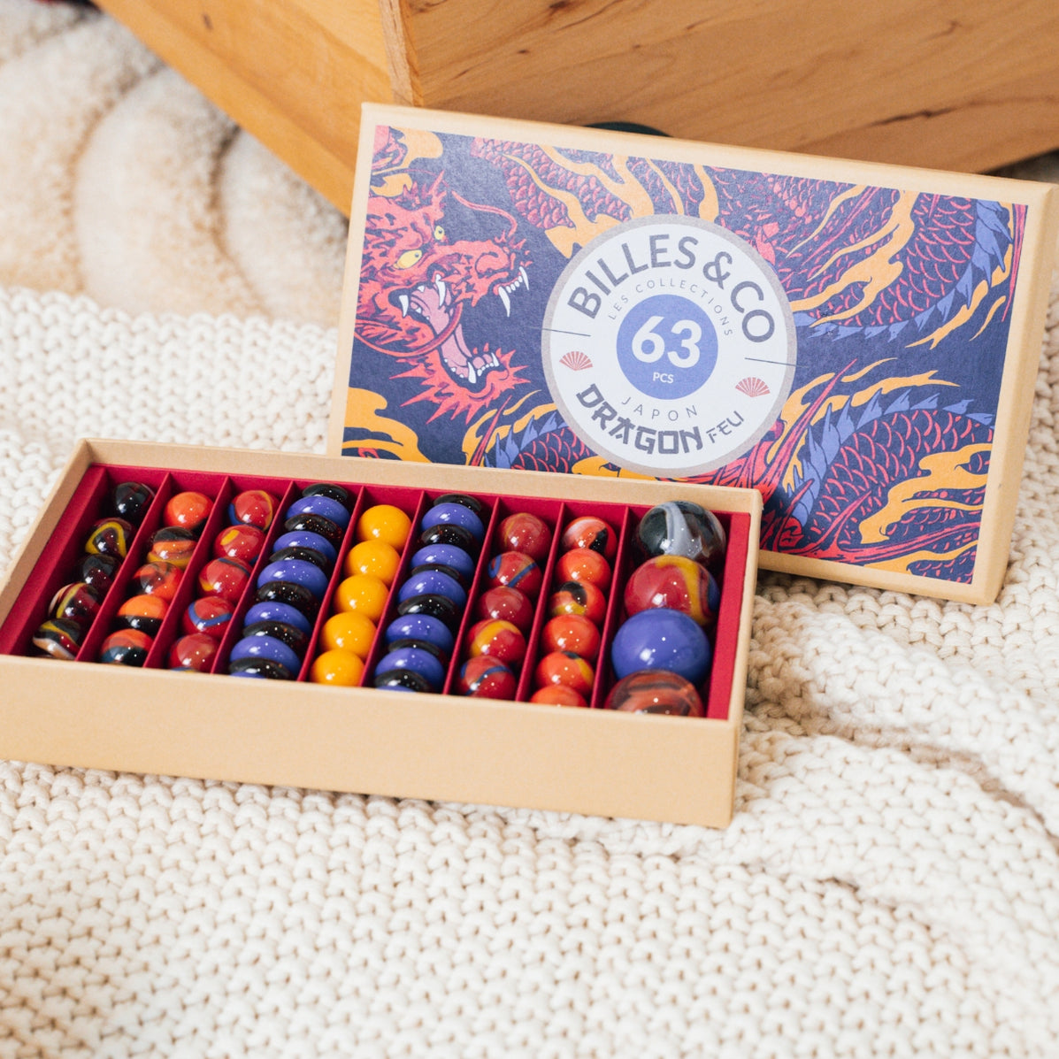 Billes & Co Marbles Box - Dragon Fire, Large - Australia — Oskar's Wooden Ark