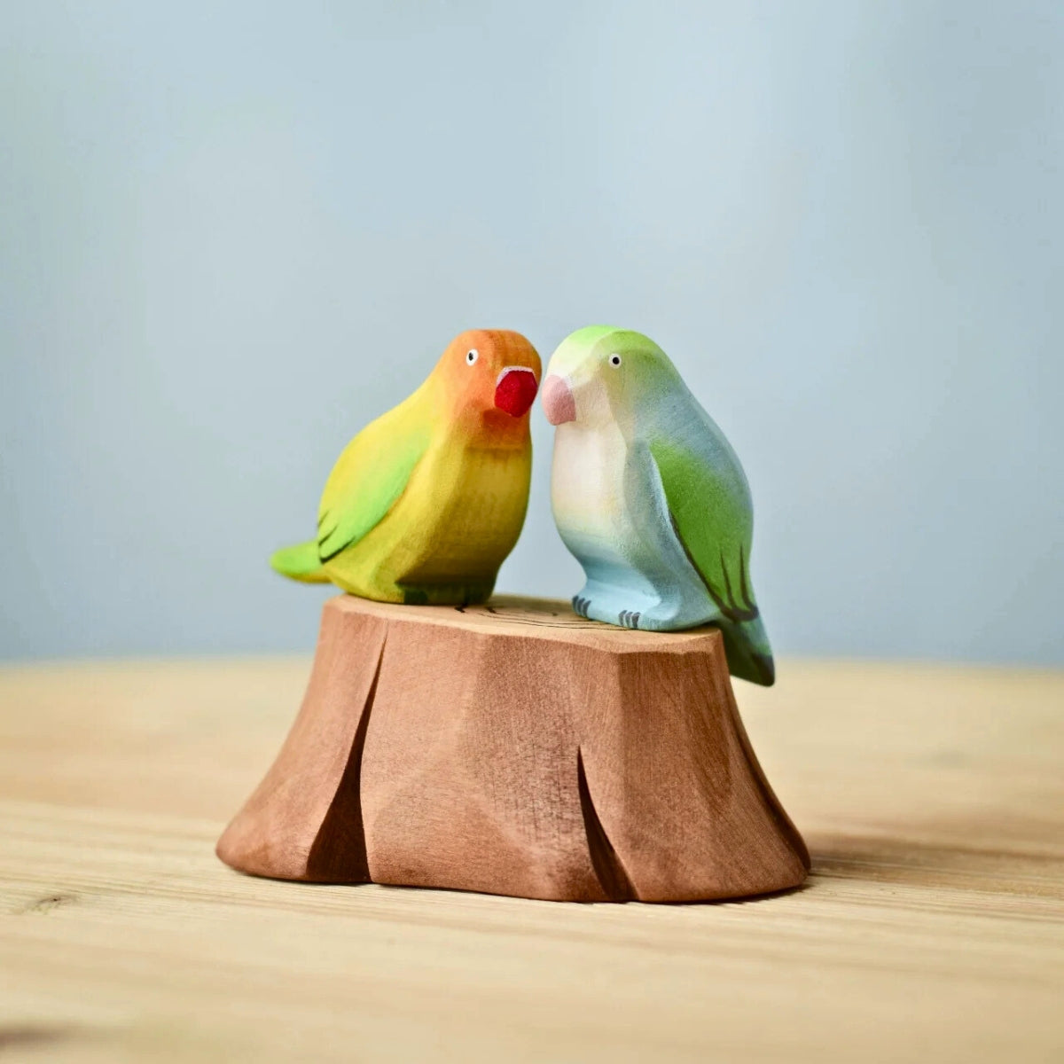 Bumbu Toys Wooden Lovebirds & Tree Stump, Australia — Oskar's Wooden Ark