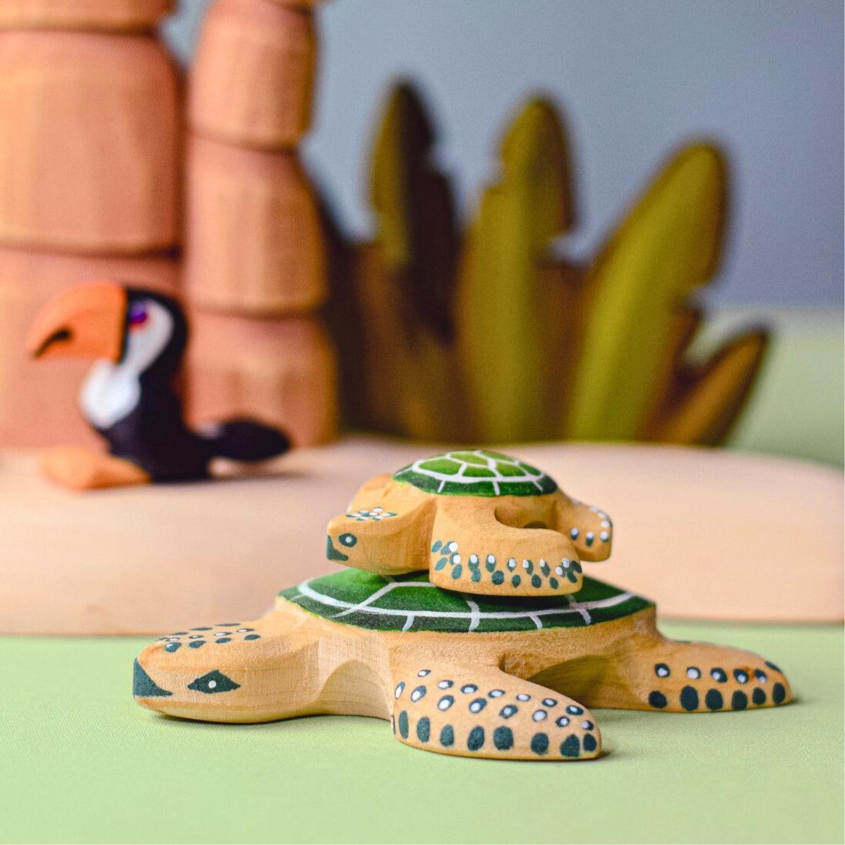 Bumbu Toys Wooden Animal Green Turtle - Australia — Oskar's Wooden Ark
