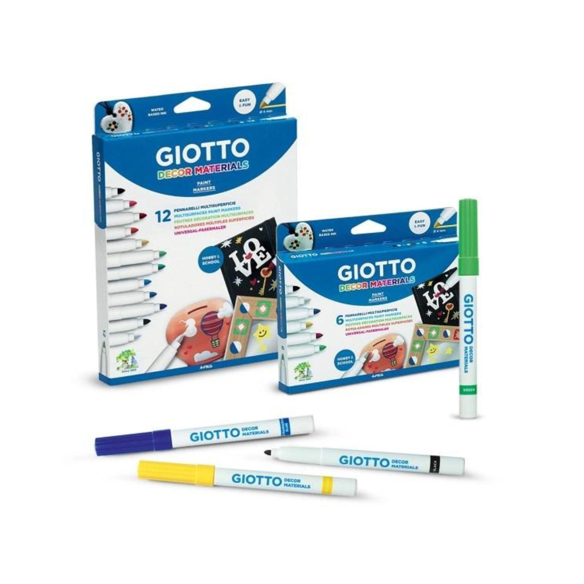 GIOTTO Decor Material 12 Colour Felt Marker Pens - ALL SURFACES — Oskar ...