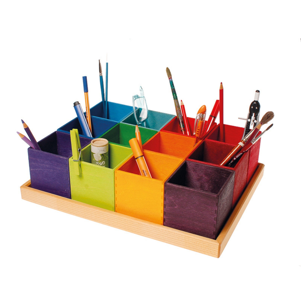 Grimm's Sorting Boxes Rainbow 12 Pieces - Oskar's Wooden Ark Australia