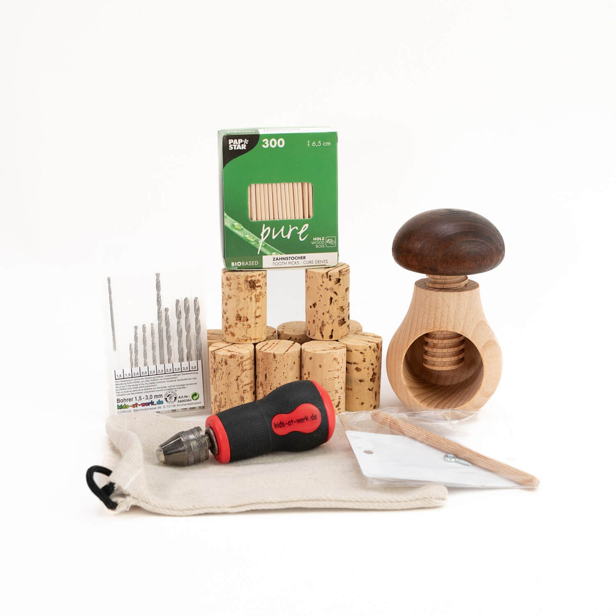 Kids at Work Drill Bit Chestnut Cork Set - Australia — Oskar's Wooden Ark
