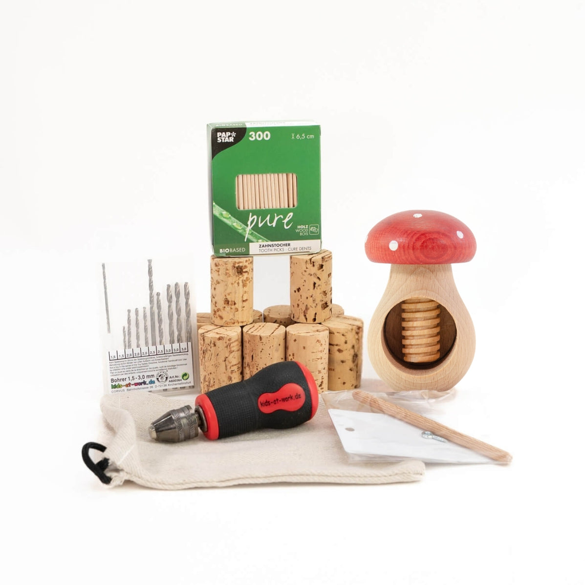Kids at Work Drill Bit Chestnut Cork Set - Australia — Oskar's Wooden Ark
