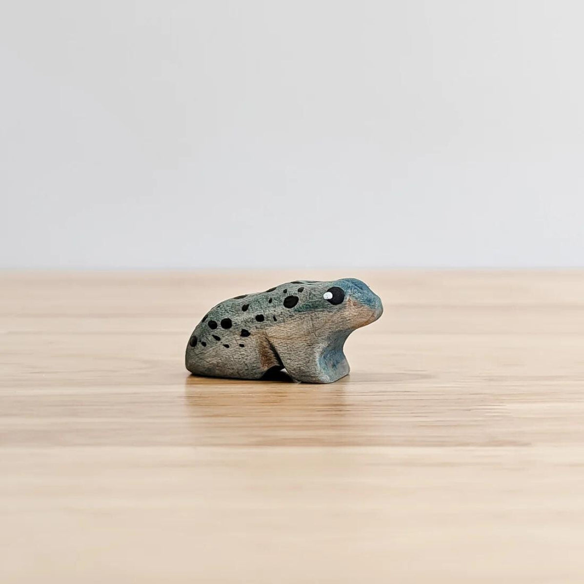NOM Handcrafted - Blue and Black Frog - Oskar's Wooden Ark, Australia