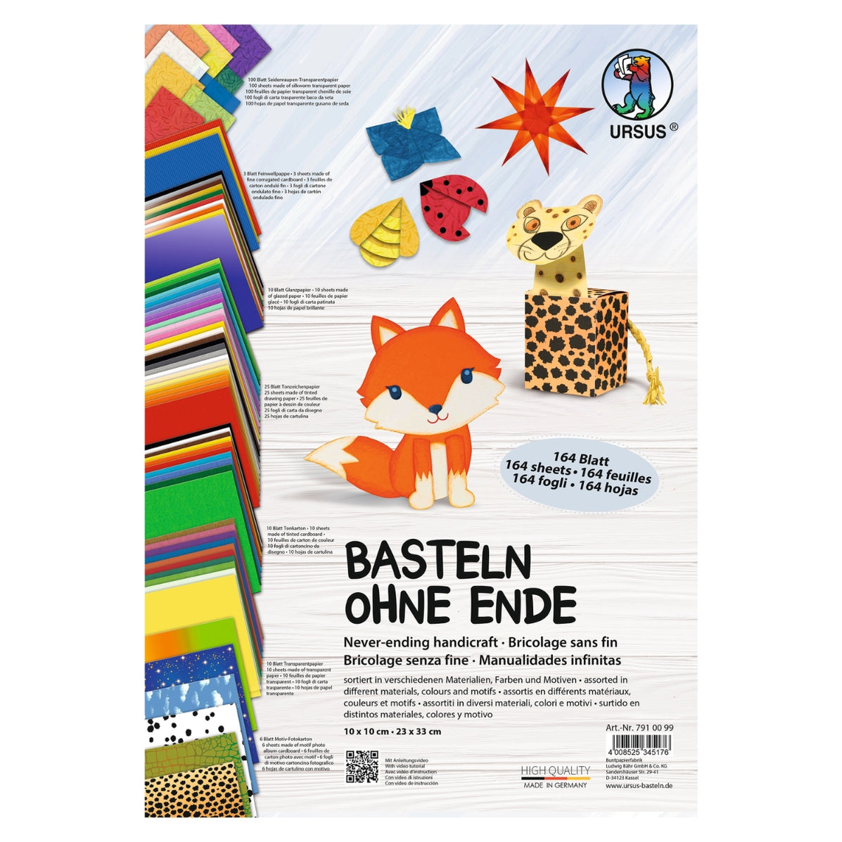 URSUS Assorted Paper Craft Sheets - 164 Sheets — Oskar's Wooden Ark
