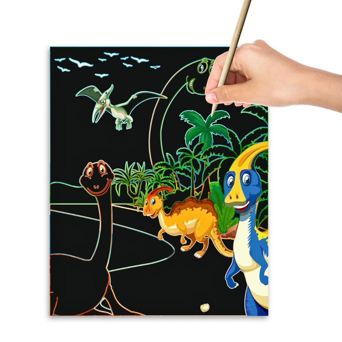 URSUS Scratch Art Pictures, 12pcs. Dragons & Dinos — Oskar's Wooden Ark
