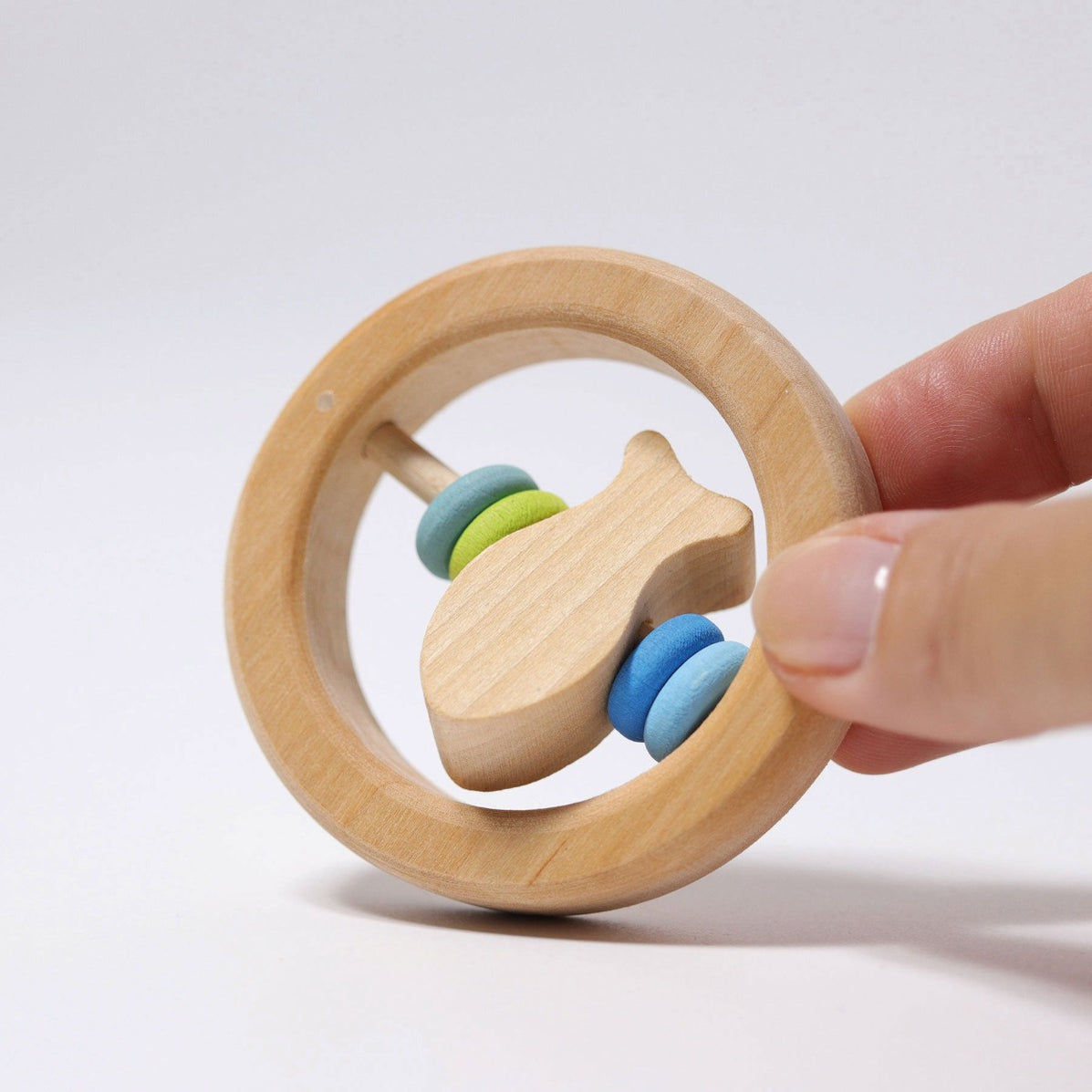 Grimm's Wooden Baby Toy Grasping Rattle - Fish Zeppo - Australia ...