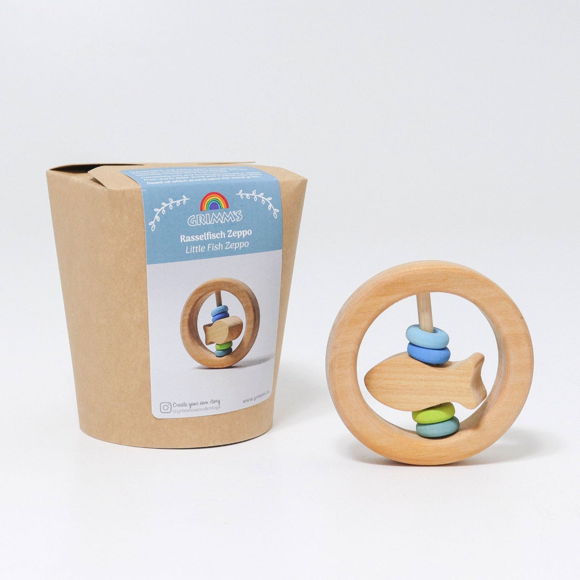 Grimm's Wooden Baby Toy Grasping Rattle - Fish Zeppo - Australia ...