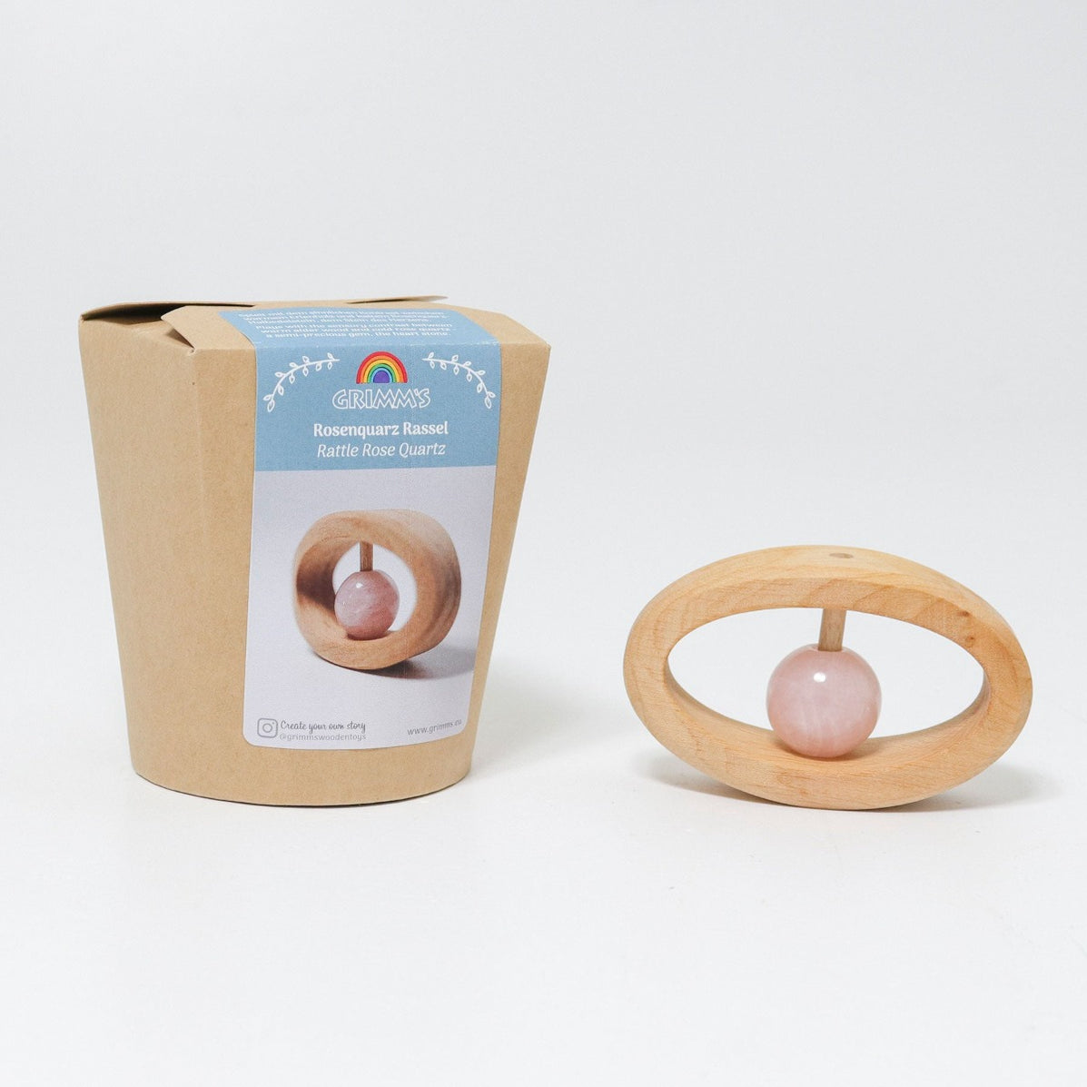 Grimm's Wooden Baby Toy Grasping Rattle - Rose Quartz - Australia ...