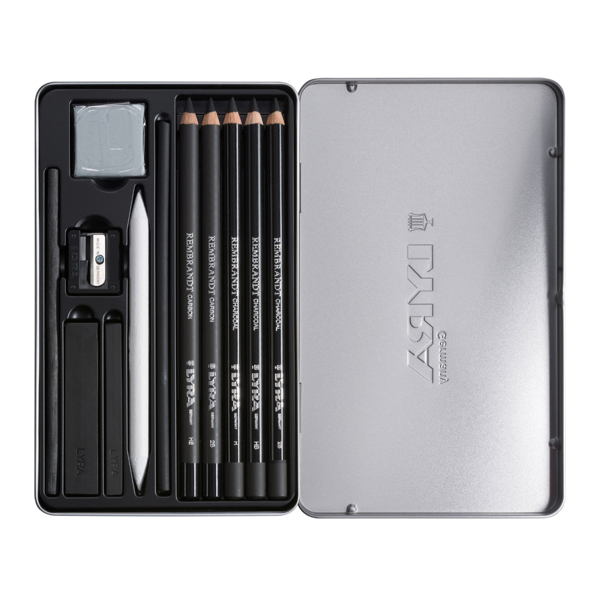 LYRA Rembrandt Charcoal and Carbon Set - Tin of 12 in Australia — Oskar ...